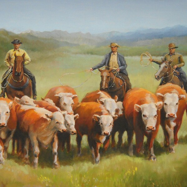 Cattle Drive Painting - Etsy