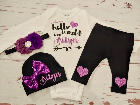 Baby girl outfit newborn baby girl coming home outfit | Etsy