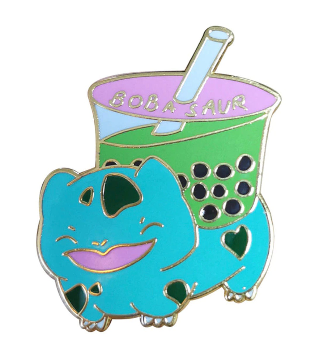 Kawaii Bulbasaur Boba Bubble Tea Straw Metal Enamel Pin - Etsy