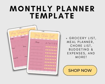 Monthly Planner Template - Canva Template - Printable - Customizable - Etsy