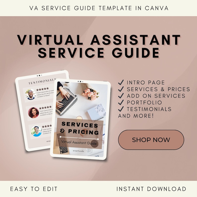 Virtual Assistant Service Guide Template: Client Welcome Packet (canva ...