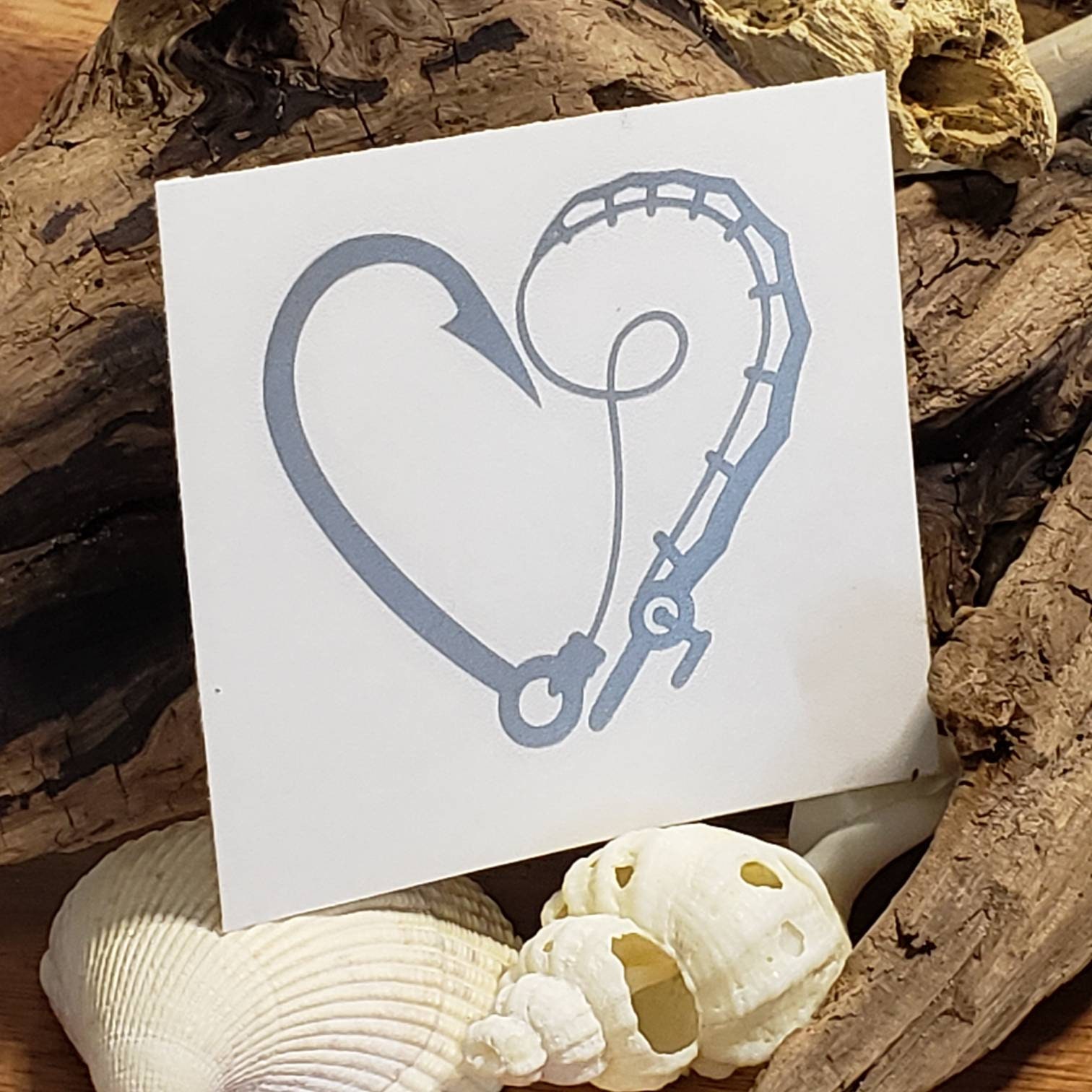 Fishing Hook Heart Decal
