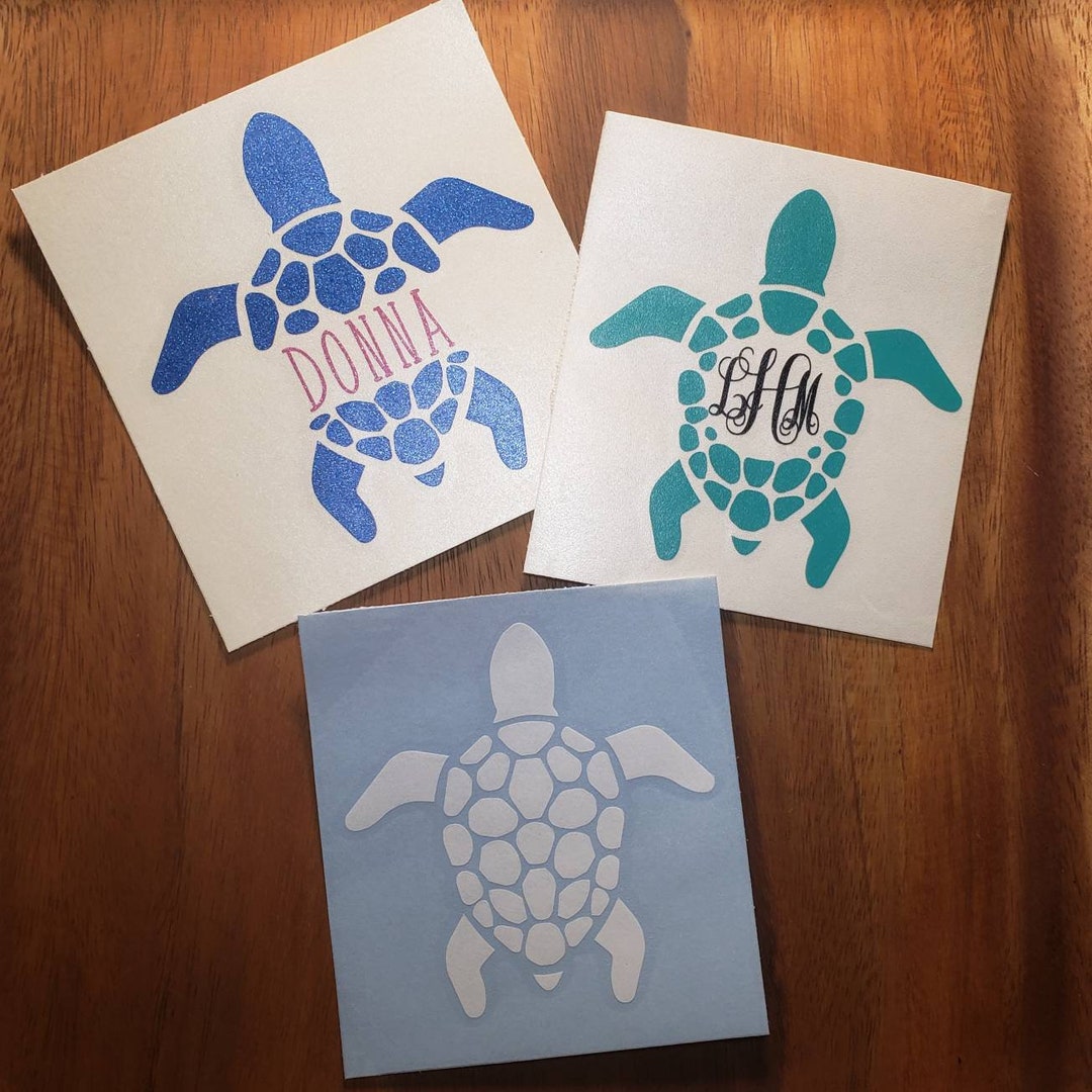 Sea Turtle Monogram Decal: Custom Vinyl Name Sticker - Etsy