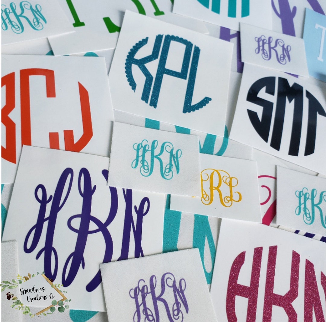 Custom Monogram Decal, Permanent Vinyl Sticker, Tumbler Decal - Etsy