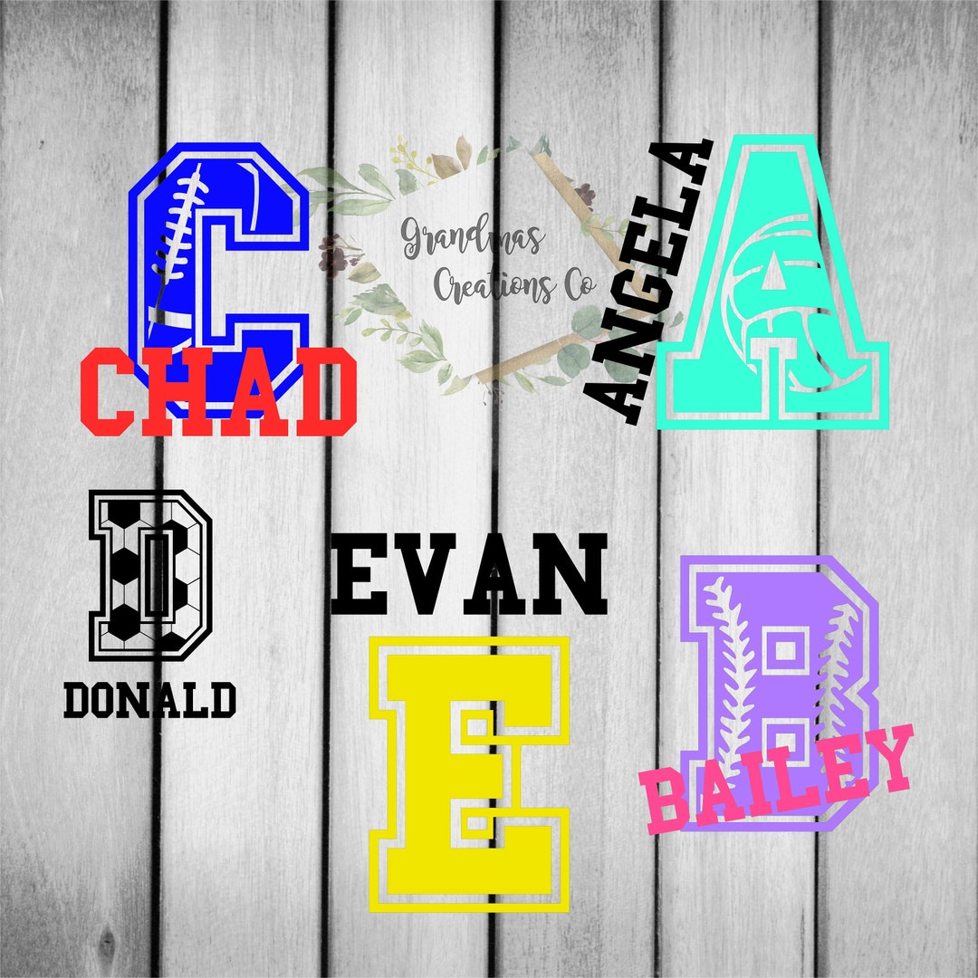 Sports Letter Name Decal: Custom Baseball, Football, Volleyball, Soccer ...
