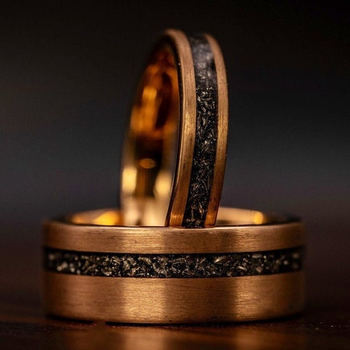 Couples Meteorite Wedding Bands His Hers Wedding Ring Set - Etsy