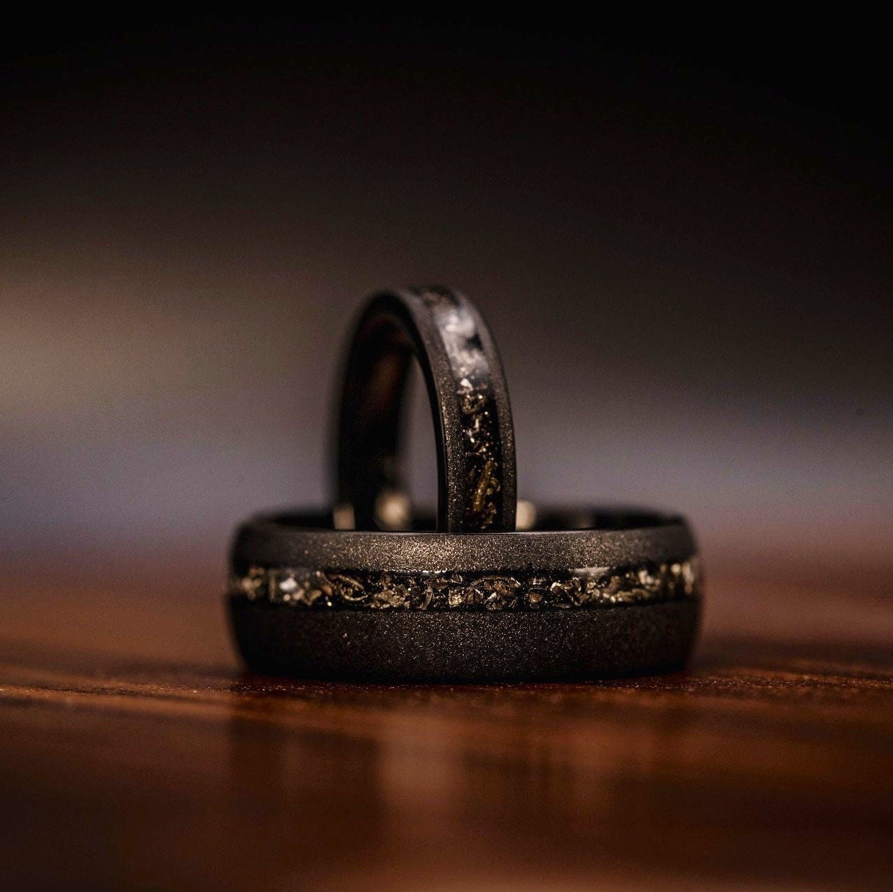 BLACK METEORITE RING With Sandblasted Finish Men's - Etsy