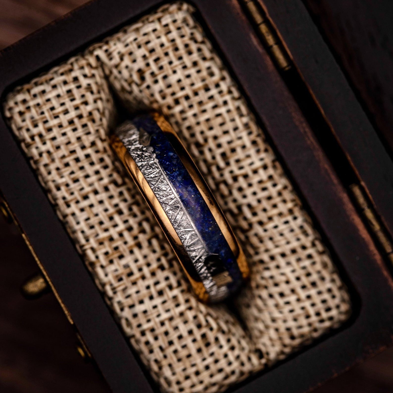 Rose GOLD & LAPIS LAZULI Wedding Band Meteorite Wedding Band - Etsy