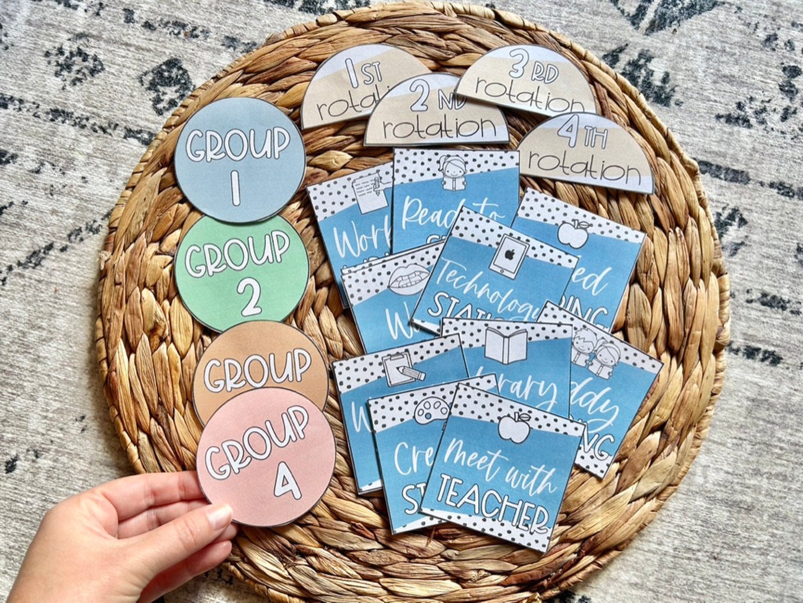 Modern Boho Literacy Center Rotation Cards, Reading Centers, Pocket ...