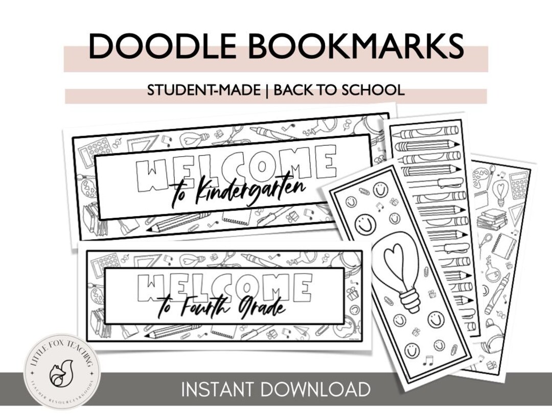 Doodle Bookmarks – Back to School Student Gift (PDF Printable) - Etsy