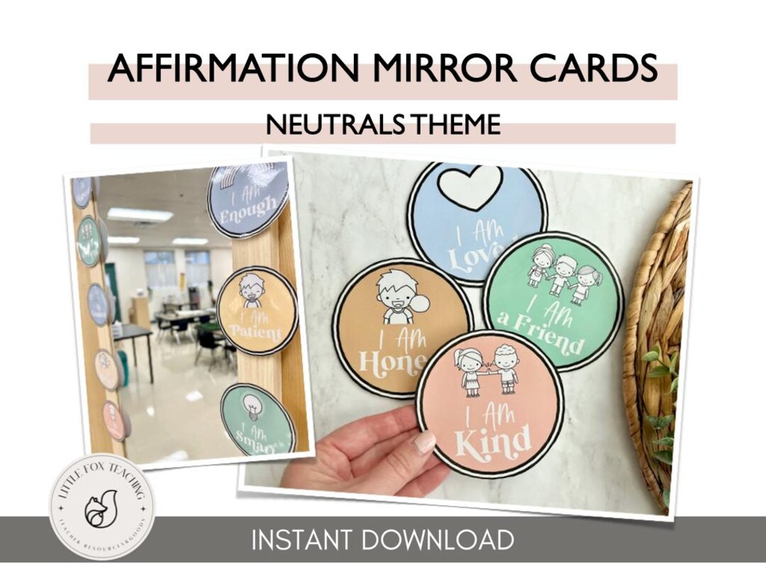 Neutrals Affirmation Mirror Cards, Teacher Decor (printable) - Etsy