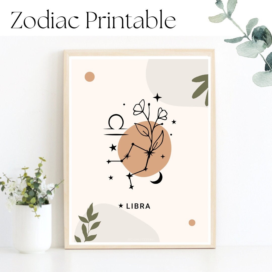 Zodiac Printable - Libra, Digital Download, Zodiac Print, Zodiac ...