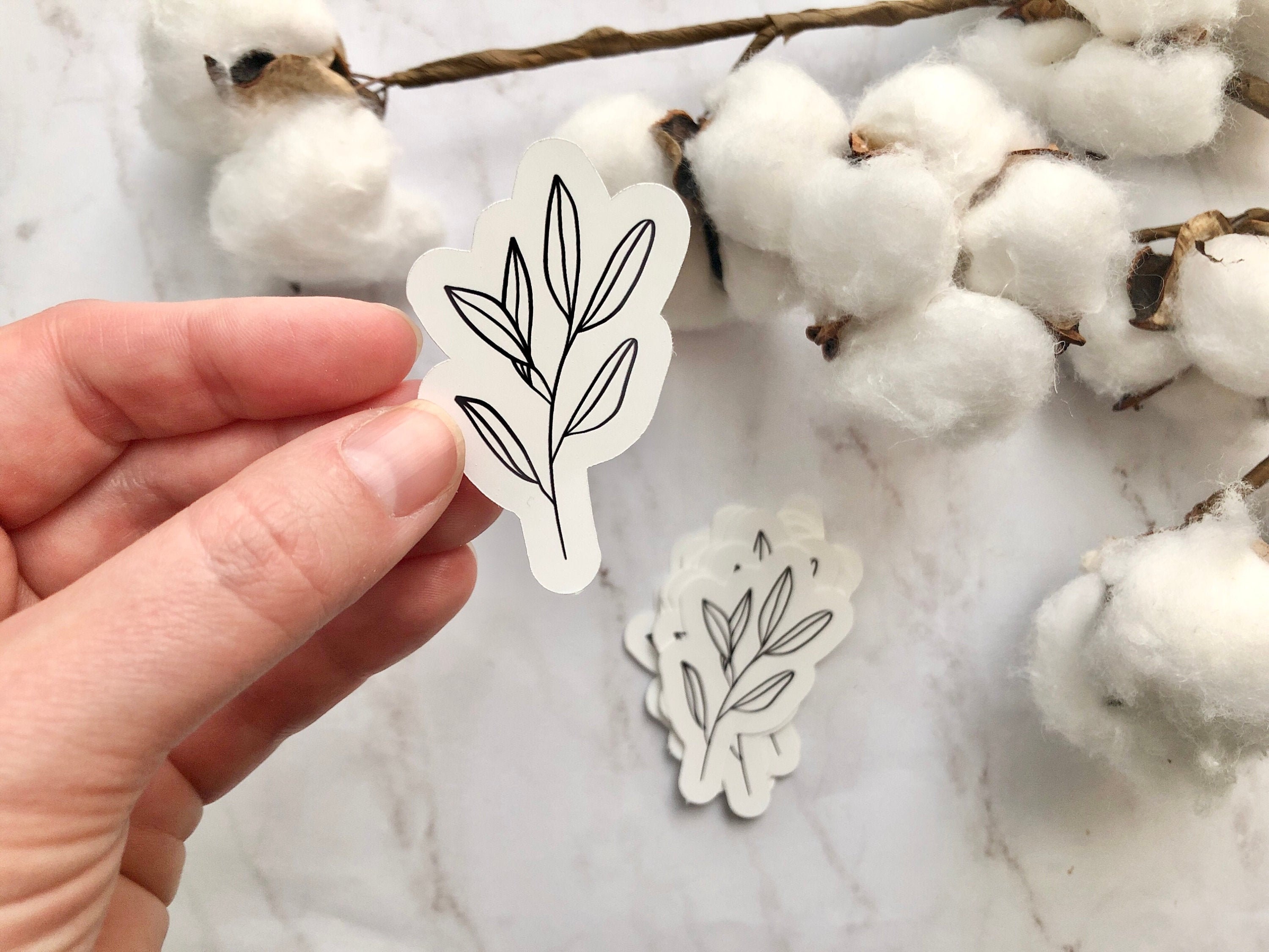 Floral Line Art Stickers Botanical Sticker Flower Line Art | Etsy