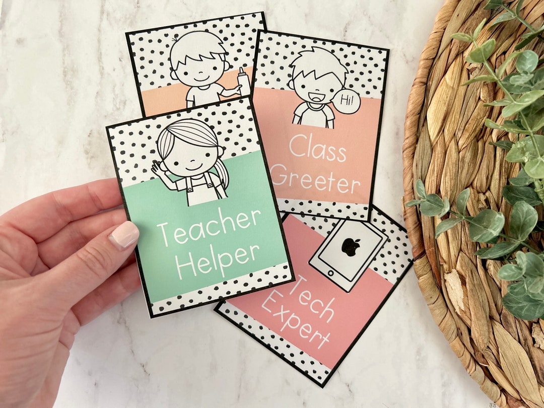 Modern Boho Classroom Job Cards, Student Jobs, Teacher Decor, Teacher ...