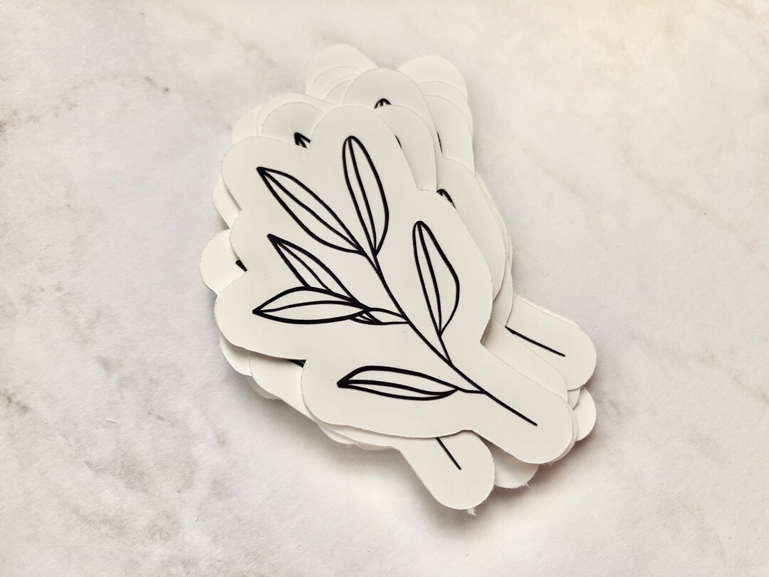Floral Line Art Stickers, Botanical Sticker, Flower Line Art Sticker ...