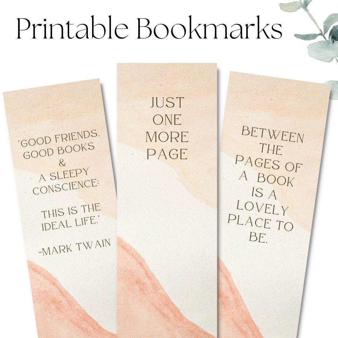 Minimalist Printable Bookmarks, Set of 3, Instant Download, Digital ...