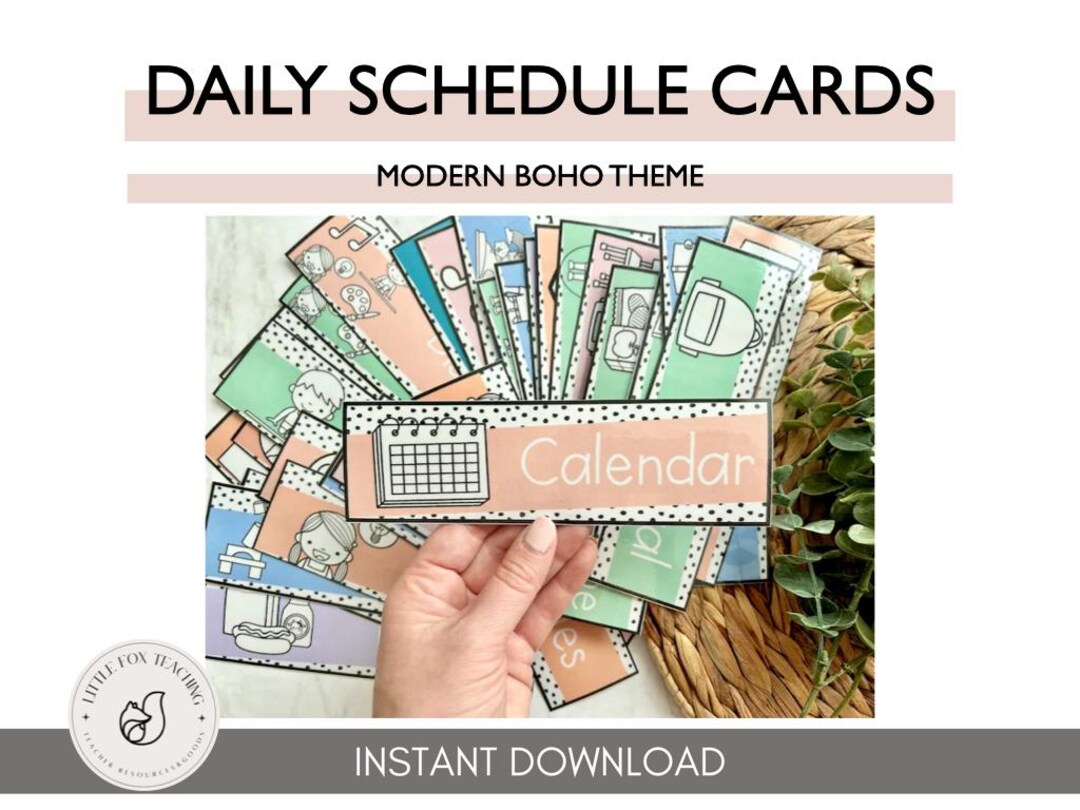 Modern Boho Daily Schedule Cards, Classroom Schedule, Classroom Teacher ...