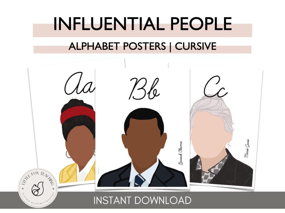 Influential People Alphabet Posters - Cursive Classroom Decor - Etsy