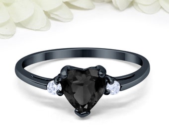 Black Heart Ring | Etsy