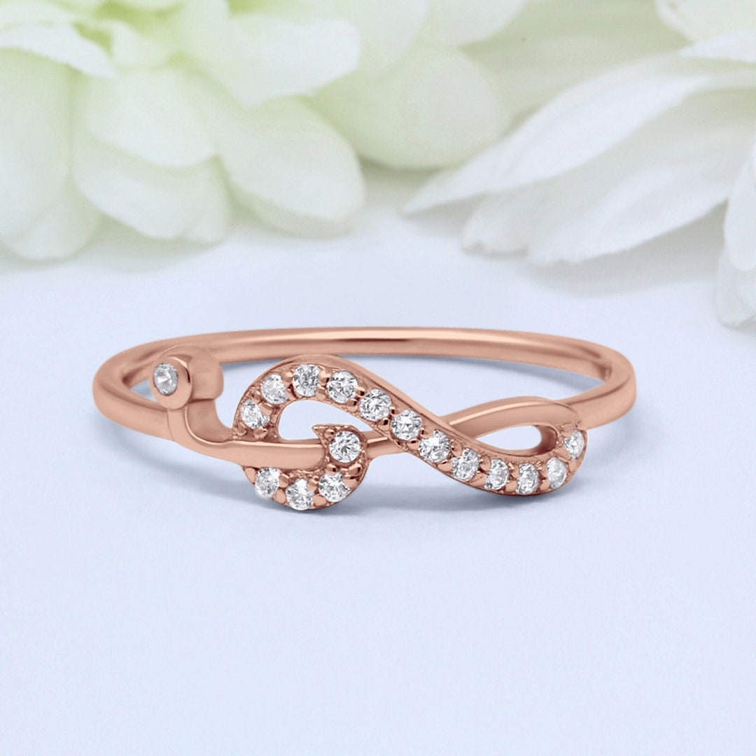 Music Note G Clef Ring 925 Sterling Silver Round Simulated Diamond - Etsy