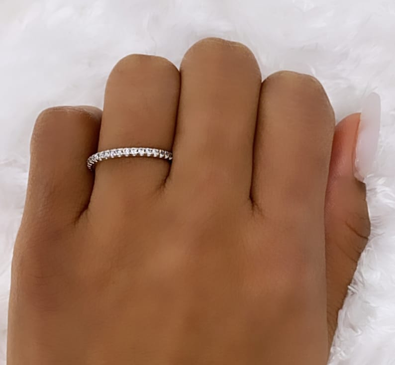 2mm Band Wedding Ring Engagement Round Simulated Diamond Solid | Etsy