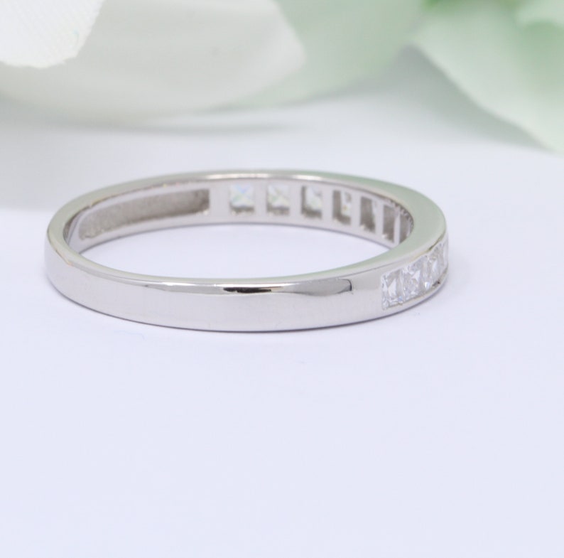 3mm Half Eternity Band Ring Invisible Princess Cut Simulated - Etsy