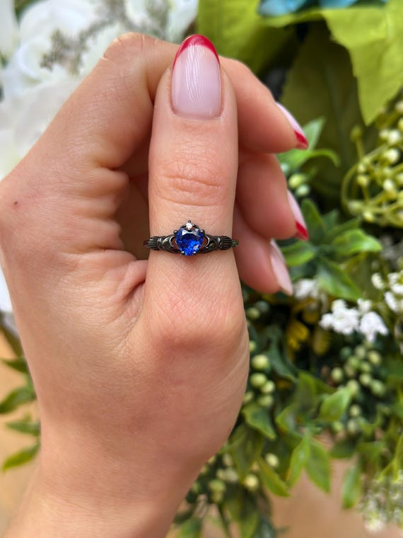Sapphire Claddagh Wedding Rings Sterling Silver Blue Sapphire Claddagh