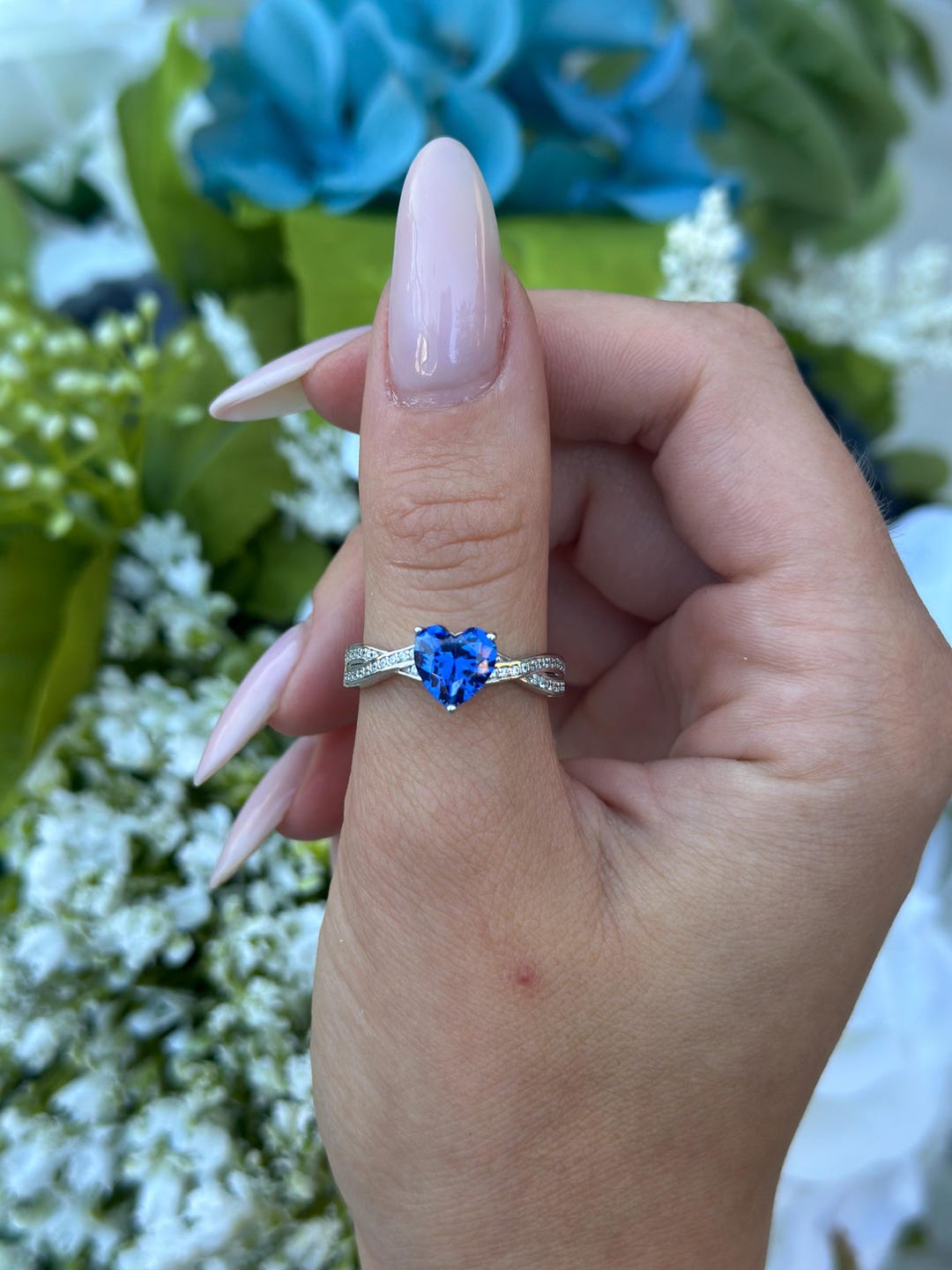 Sterling Silver Heart Promise Ring: Tanzanite CZ, Infinity Band - Etsy