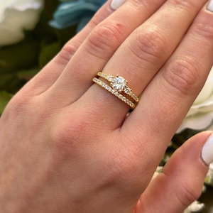 Art Deco Sterling Silver Two Piece Ring Set: 1 Ct CZ Engagement - Etsy