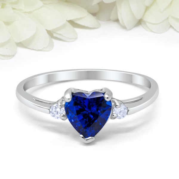 Blue Heart Ring - Etsy