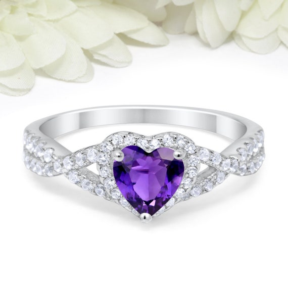 Purple Heart Diamond Ring