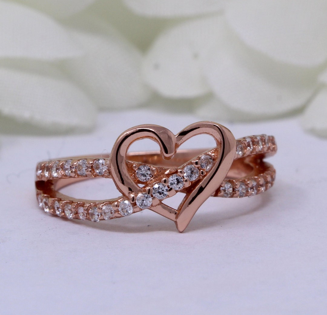 Heart Promise Ring Infinity Crisscross Crossover Heart Ring Rose Gold 925 Sterling Silver Round Simulated Diamond CZ Etsy Hong Kong