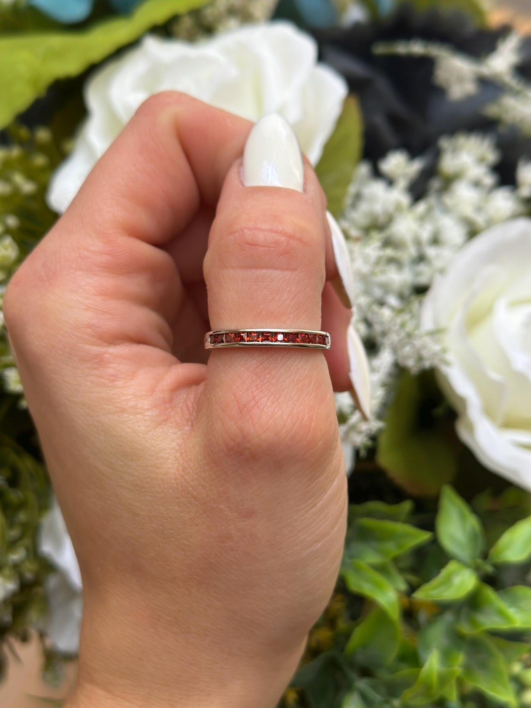 3mm Half Eternity Band Ring Invisible Princess Cut Simulated Diamond CZ ...