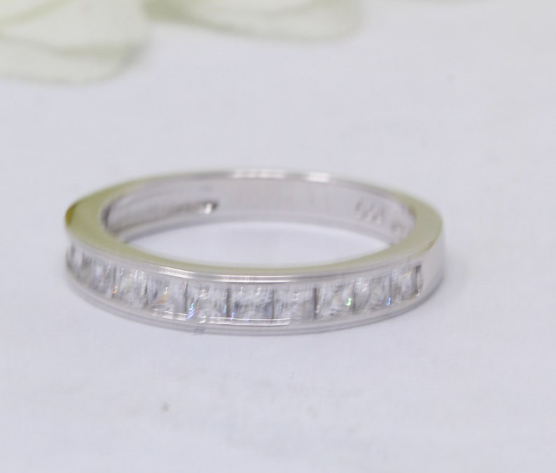3mm Half Eternity Band Ring Invisible Princess Cut Simulated - Etsy