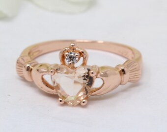 Irish Claddagh Promise Ring Sterling Silver Simulated White | Etsy