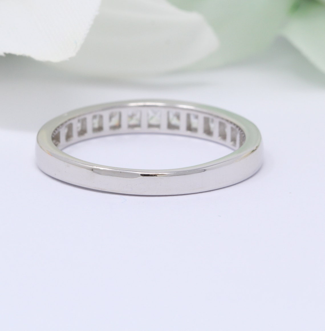 3mm Half Eternity Band Ring Invisible Princess Cut Simulated - Etsy