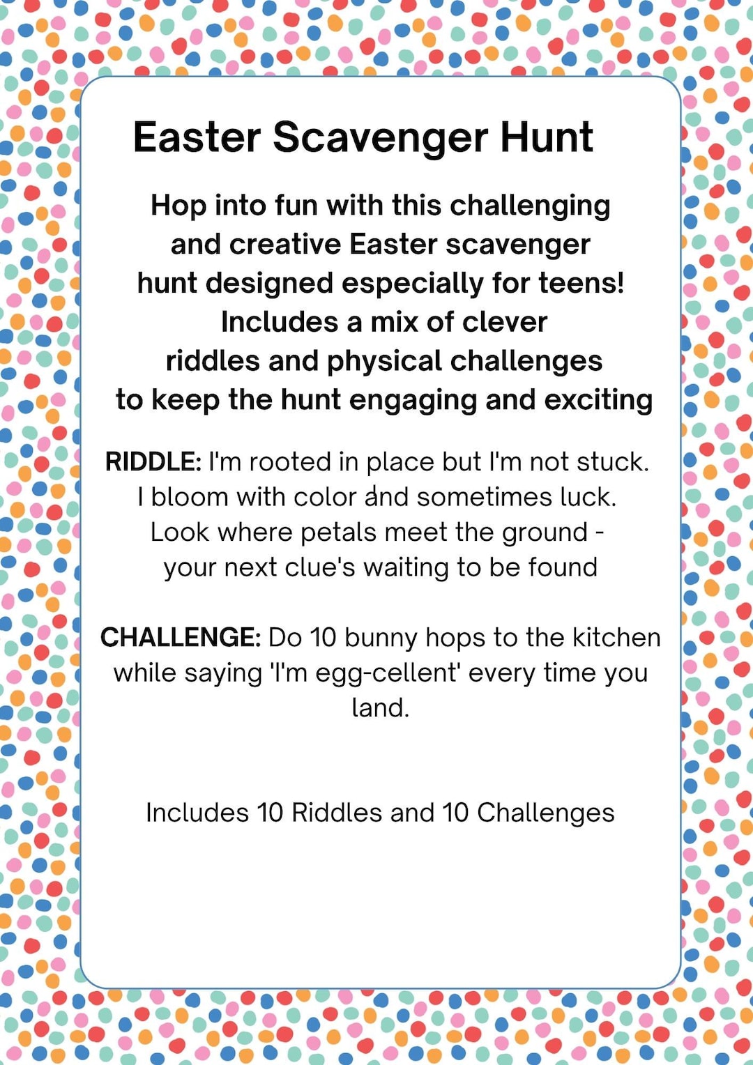 Printable Easter Scavenger Hunt for Teens | Riddles & Challenges ...