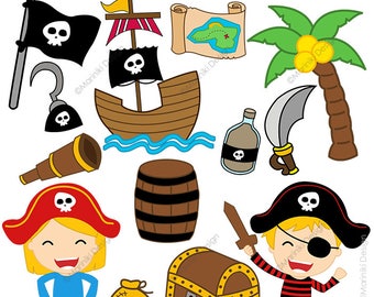 Pirate Clipart Pirate Boy and Girl digital clip art Pirate | Etsy