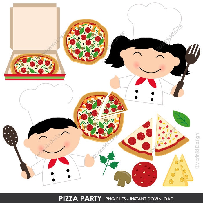 Pizza Party Clip Art Chef Clipart Kitchen Cooking Kids | Etsy