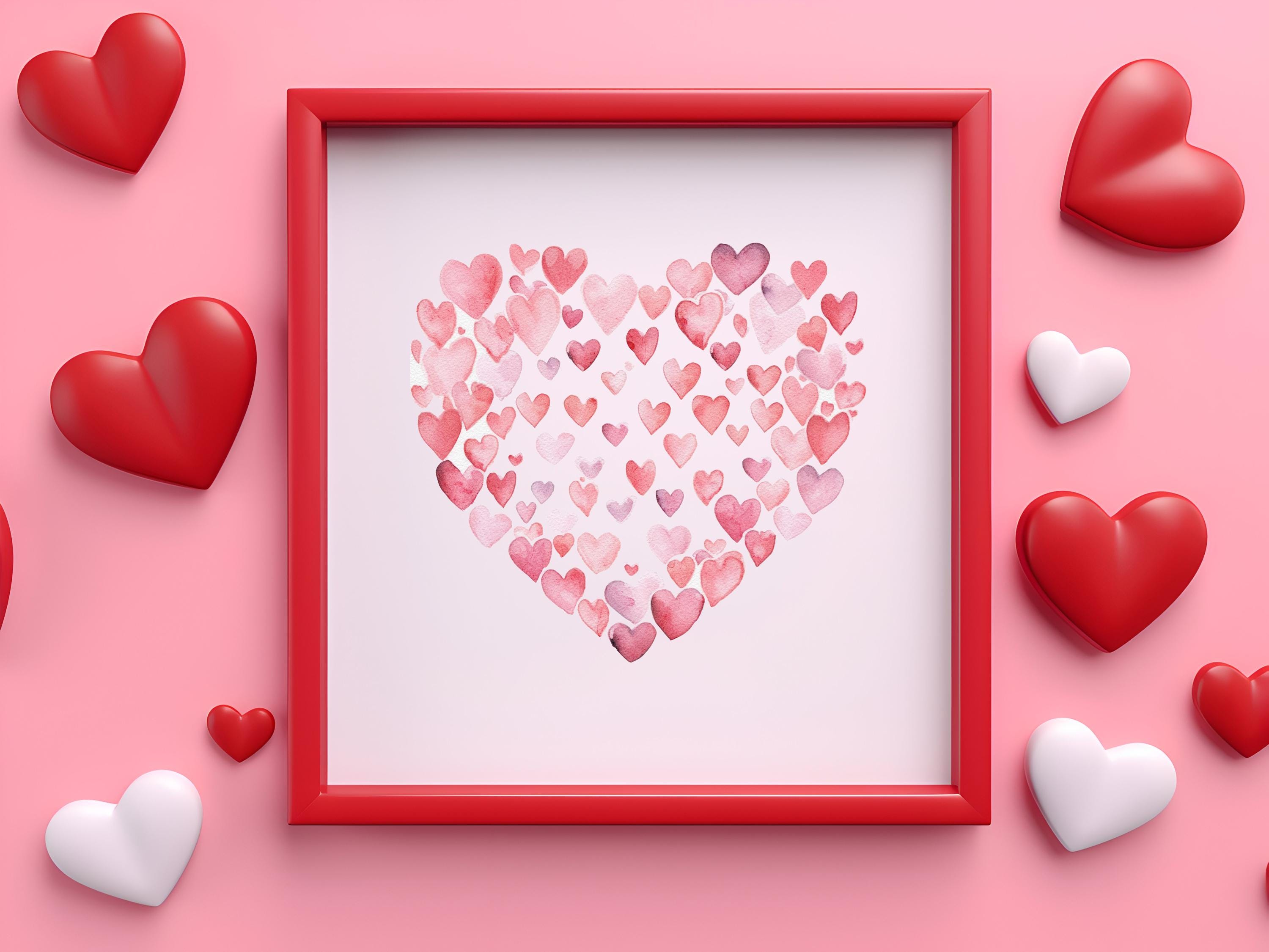 Heart Frame With Smaller Hearts Inside - Cute Love Design PNG for ...