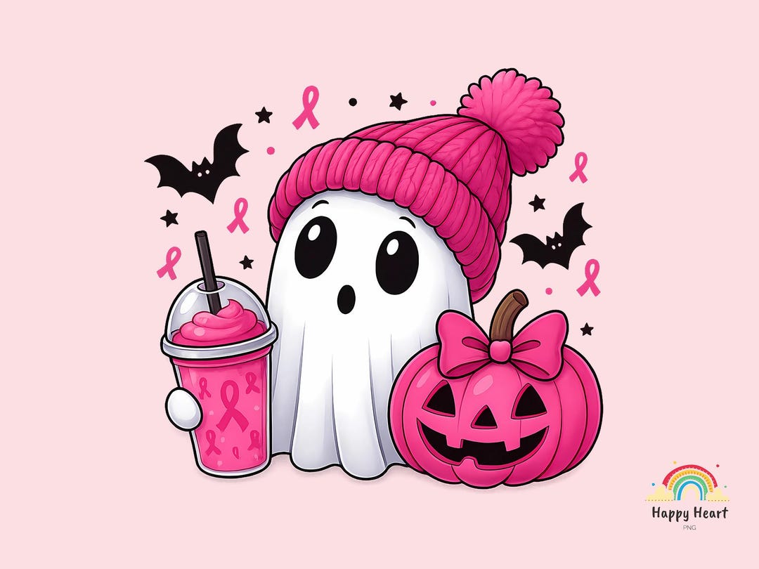 Breast Cancer Awareness Ghost PNG | Spooky Season Pink Ribbon ...