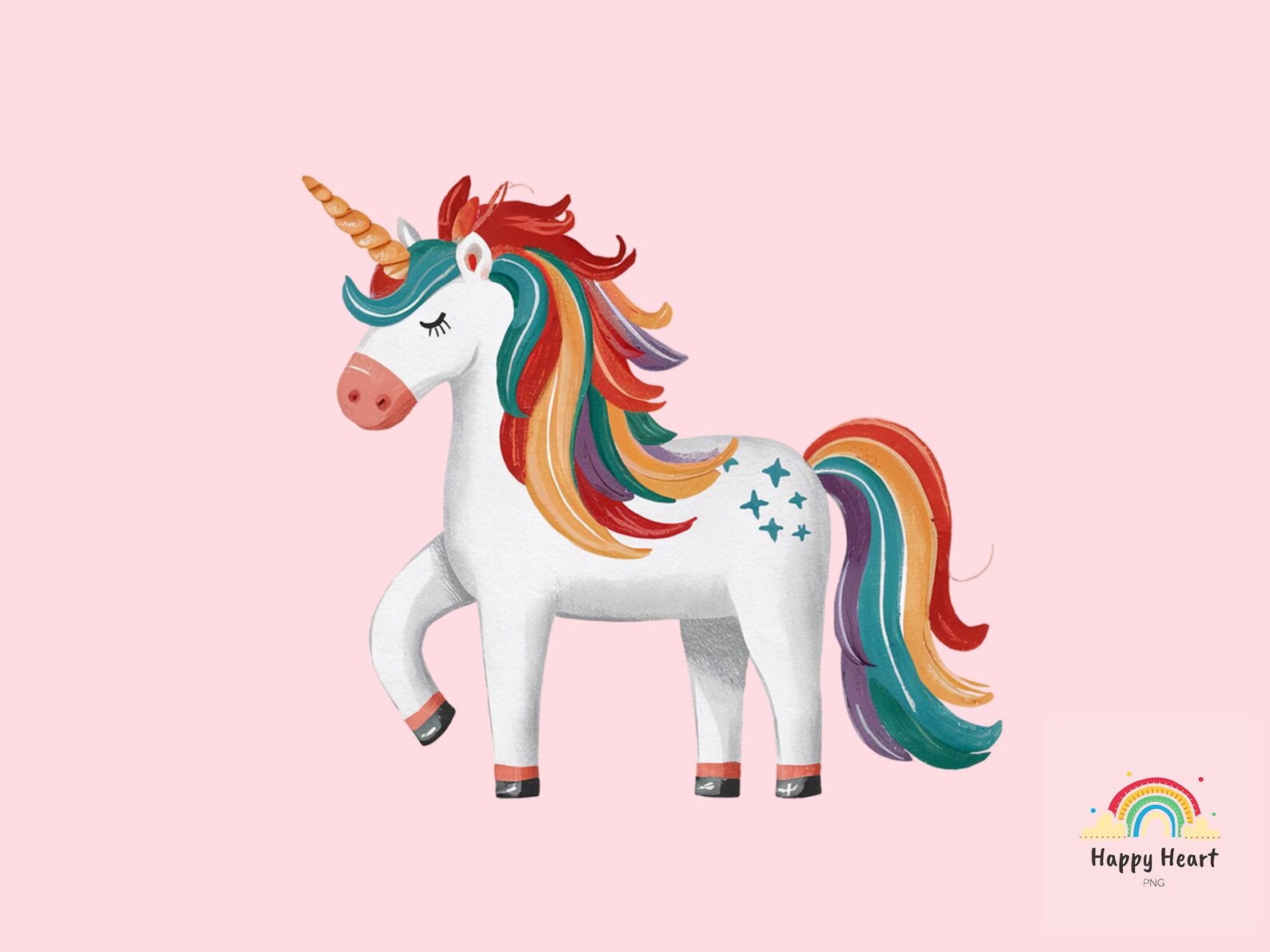 Rainbow Unicorn PNG | Cute Magical Clipart | Digital Download for Kids ...