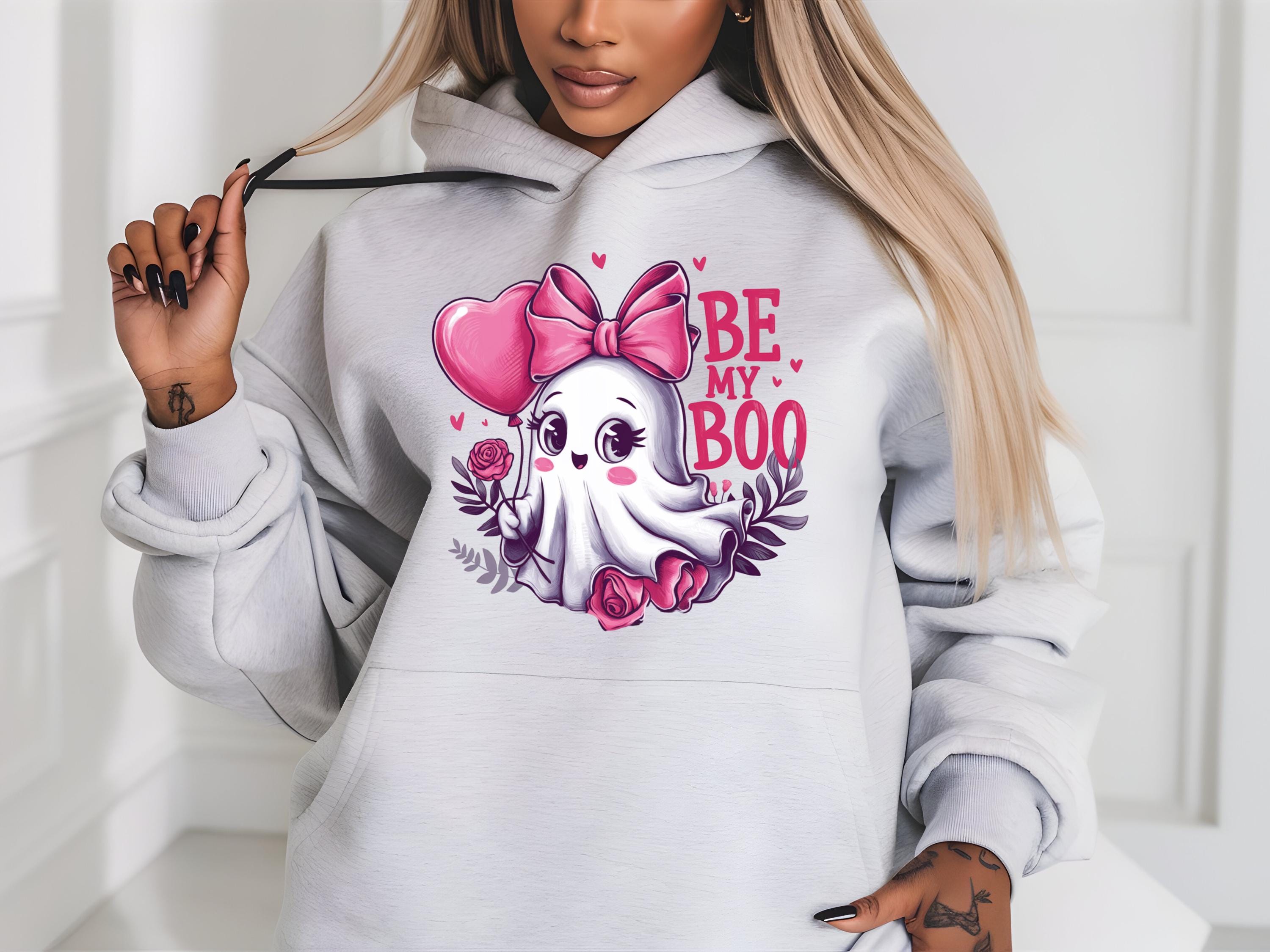 Be My Boo Ghost PNG - Cute Valentine’s Day Clipart, Ghost With Bow and ...