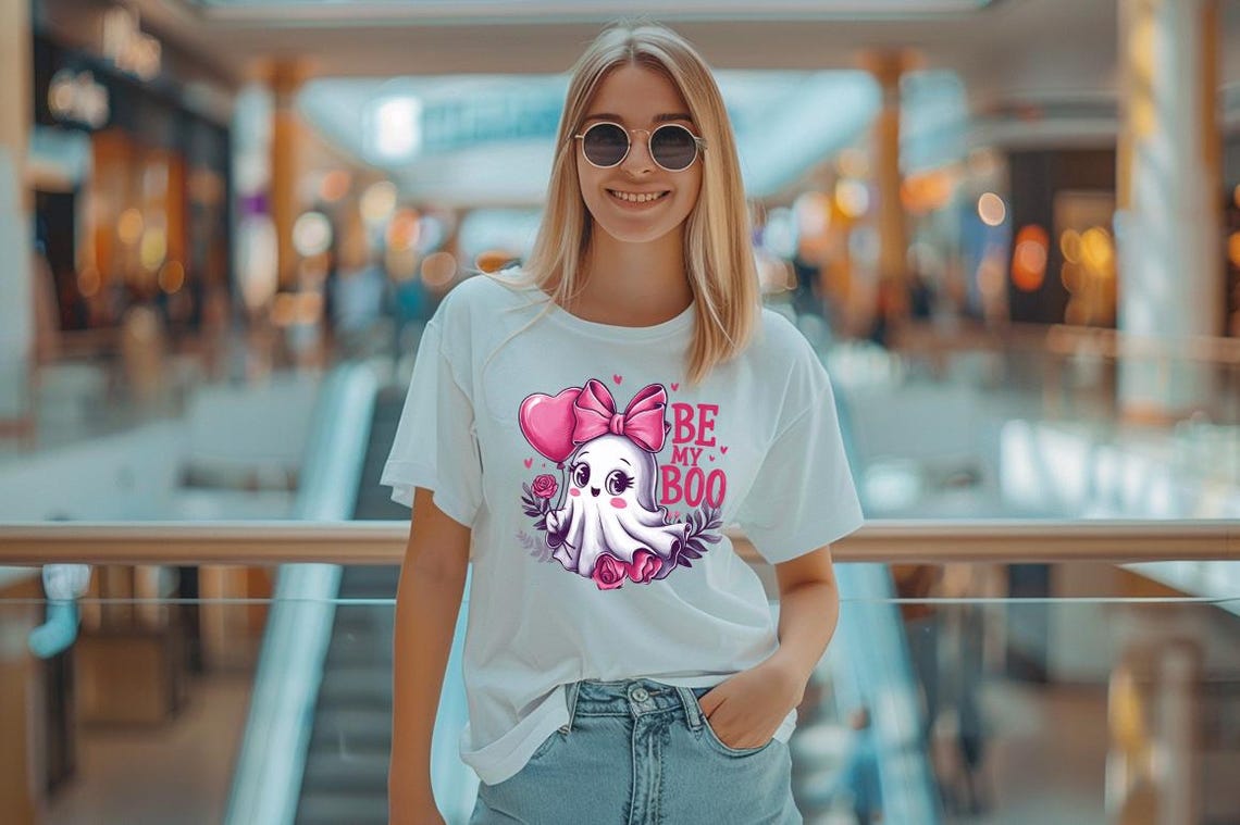 Be My Boo Ghost PNG - Cute Valentine’s Day Clipart, Ghost With Bow and ...