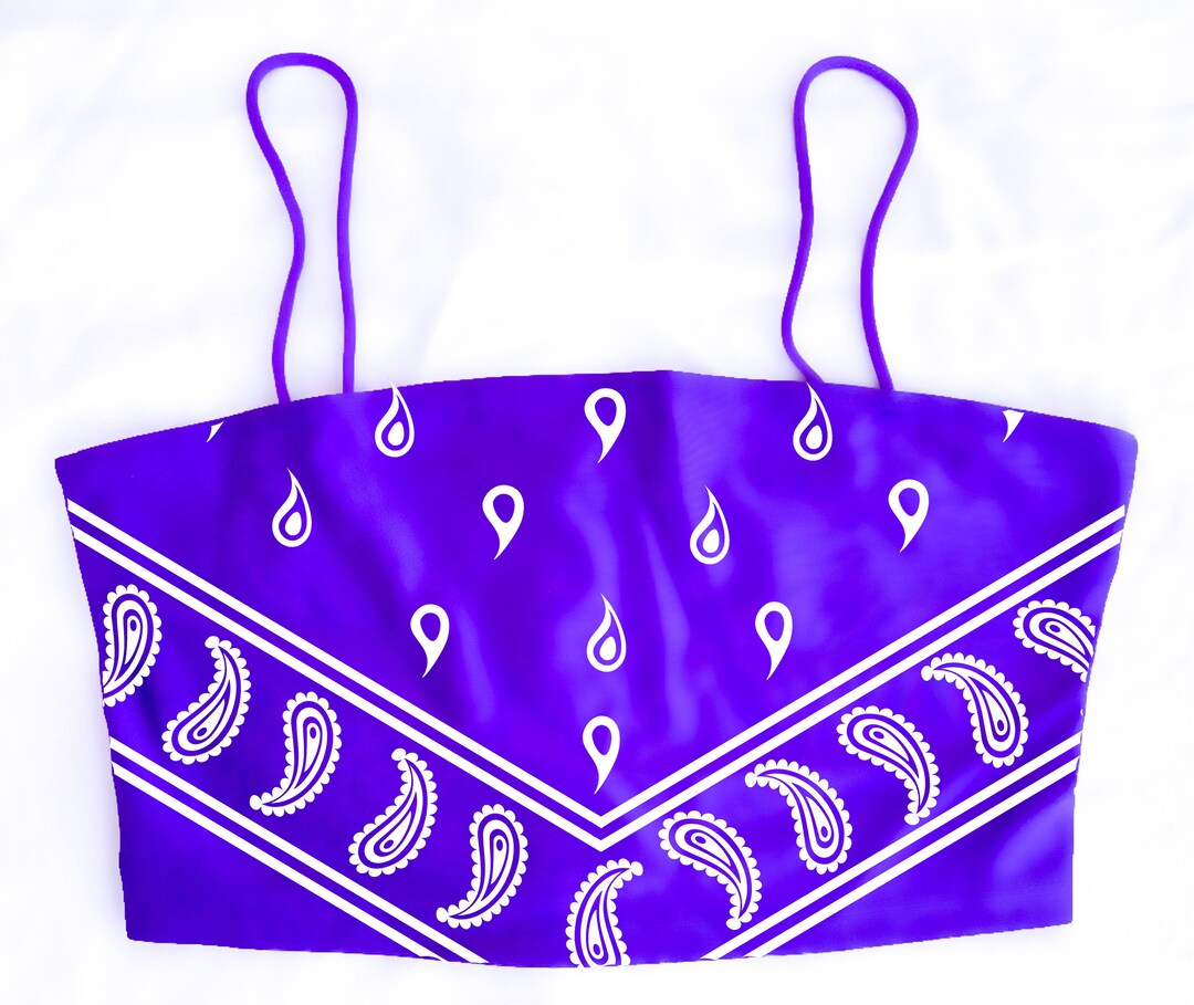 Bandana Print Cropped Strap Crop Top Bandana Spaghetti Top Bandana Top
