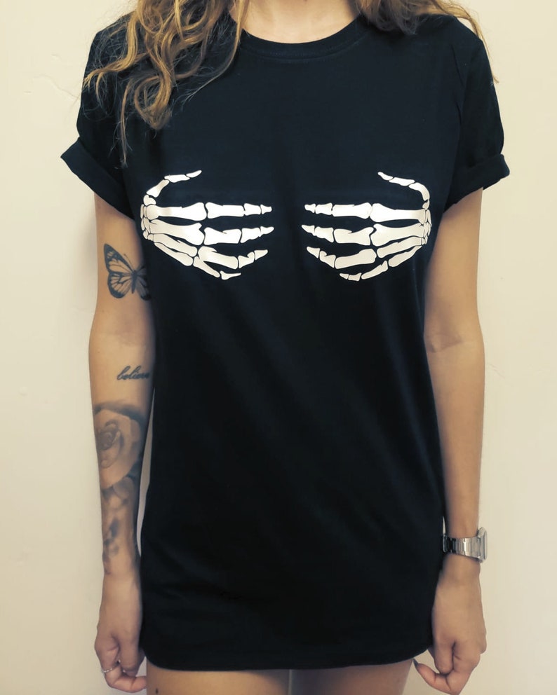 Skeleton Hand Shirt Halloween Funny Tee Bones Costume | Etsy