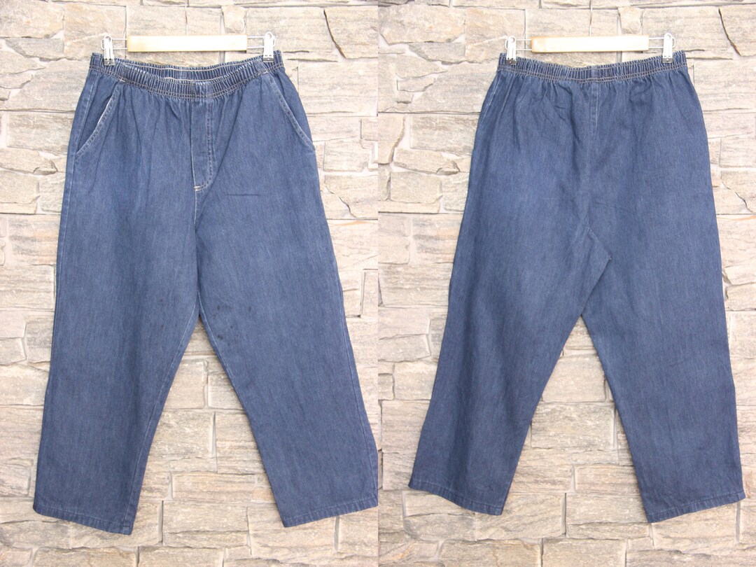 Vintage White Stag Elastic Waist Jeans , 31 32 Waist, Lightweight Denim ...