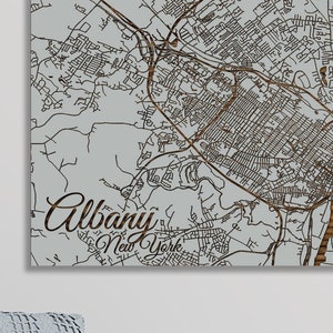 Albany, New York Street Map | Wood Wall Art | Wood Wall Map | Wood ...