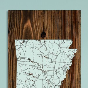 Arkansas: State Outline Map; Wood Engraved Maps, Wall Art| Wood Wall ...
