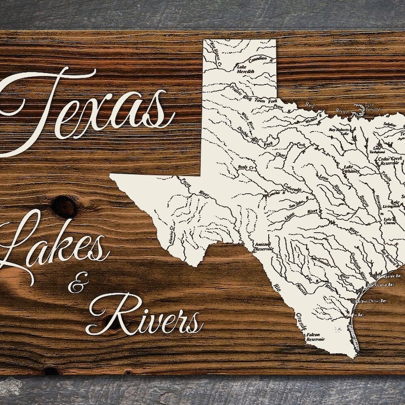 Texas Map of Rivers - Etsy